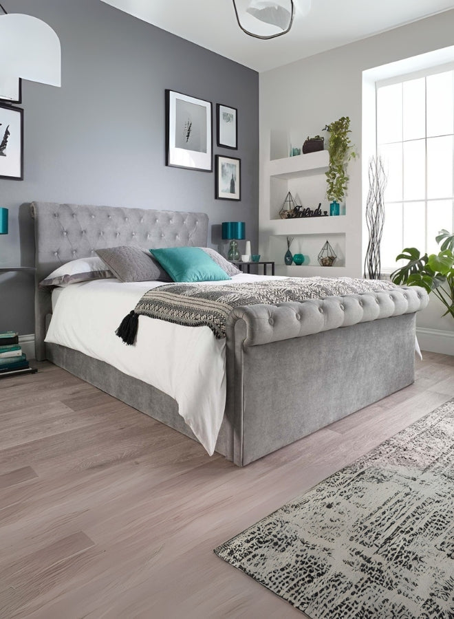 Blissful Bloom Tufted Upholstered Bed - Bed and Mattress Home Furniture UAE